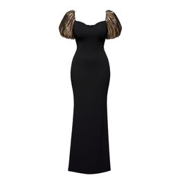 Goddiva Abendkleid Damen Gr&ouml;&szlig;e 44 gold / schwarz Winterkleid