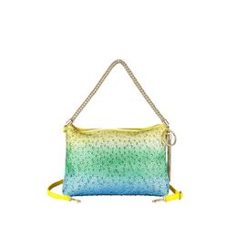 Schultertasche "Bling", Damen, Gr. B/H/T: 30cm x 21cm x 3cm onesize, blau (t&uuml;rkis), Polyurethan (PU), Collezione Alessandro, Taschen Schultertasche, mit tausenden Strass Glitzersteinen