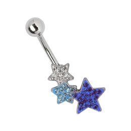 Adelia&acute;s Bauchnabelpiercing ADELIA&acute;S "Piercing Piercing Bauchnabelpiercing", Damen, Gr. onesize, bunt, Titan, Piercings, Titan Banane 3 Strass Sterne klar hellblau dunkelblau