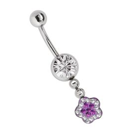 Adelia&acute;s Bauchnabelpiercing ADELIA&acute;S "Piercing Bauchnabelpiercing", lila, Piercings, Damen, onesize, Chirurgiestahl, Banane mit 8 mm Zirkoniakugel in klar