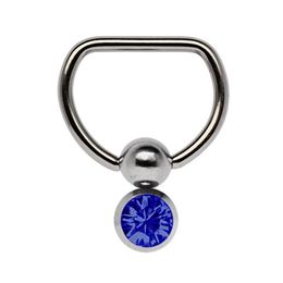 Adelia&acute;s Brustwarzenpiercing ADELIA&acute;S "Piercing Piercing Brustpiercing", Damen, Gr. onesize, blau (dunkelblau), Titan, Piercings, Titan Brustpiercing D-Ring mit Doppel Klemmkugel und 6 mm Stein dunkelblau