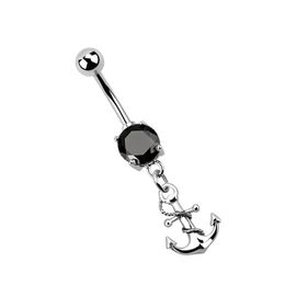 Adelia´s Bauchnabelpiercing ADELIA´S "Piercing Piercing Bauchnabelpiercing", Damen, Gr. onesize, schwarz, Chirurgiestahl, Piercings, 316l Stahl Banane - Anhänger mit Anker schwarz