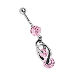 Adelia´s Bauchnabelpiercing ADELIA´S "Piercing Bauchnabelpiercing", rosa, Piercings, Damen, onesize, Titan, offener 8mm Stein mit filigranem Doppelsteinhänger