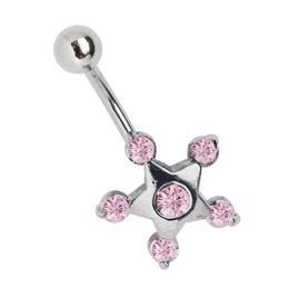 Adelia´s Bauchnabelpiercing ADELIA´S "Piercing Bauchnabelpiercing", rosa, Piercings, Damen, onesize, Titan, Pewter Stern mit offenem Stein in der Mitte