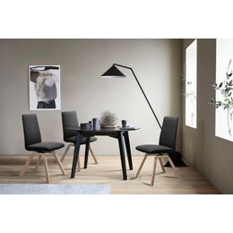 Polsterstuhl stressless "Laurel", schwarz (schwarz batick, schwarz), B:49cm H:92cm T:59cm, Leder BATICK: BATICK ist ein leicht korrigiertes, durchgef&auml;rbtes und genarbtes M&ouml;belleder, bei dem die meisten Unebenheiten und Spuren in der Regel entfernt wurden., St&uuml;hle, Polsterstuhl, Low Back, Gr&ouml;&szlig;e M, mit schr&auml;ggestellten Beinen in Schwarz