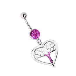 Adelia&acute;s Bauchnabelpiercing ADELIA&acute;S "Piercing Piercing Bauchnabelpiercing", Damen, Gr. onesize, pink, Chirurgiestahl, Piercings, 316l Stahl Banane - pink mit Stein und Herz mit Lebensbaum