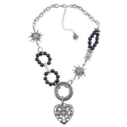 Allg&auml;u Rebell Kette mit Anh&auml;nger ALLG&Auml;U REBELL "Franzi", Damen, Gr. onesize, Metall, schwarz, Basic, Halsketten, mit Herzanh&auml;nger