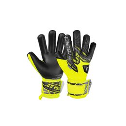 Torwarthandschuhe Reusch "Attrakt Gold X NC Junior", Jungen, Gr. 7.5, gelb (gelb, schwarz), 3% Polyurethan, 34% Polyester, 50% Elastodien, 1% Baumwolle, mehrfarbig, Handschuhe, im Negative Cut