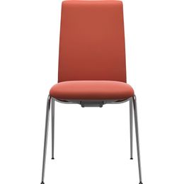 Polsterstuhl stressless "Laurel", beige (henna batick, chrom gl&auml;nzend), B:57cm H:92cm T:59cm, Leder BATICK: BATICK ist ein leicht korrigiertes, durchgef&auml;rbtes und genarbtes M&ouml;belleder, bei dem die meisten Unebenheiten und Spuren in der Regel entfernt wurden., St&uuml;hle, Polsterstuhl Esszimmerstuhl 4-Fu&szlig;-Stuhl, Low Back, Gr&ouml;&szlig;e M, mit Beinen aus Stahl in Chrom gl&auml;nzend