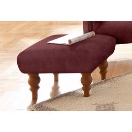 Hocker Home Affaire "Lord", rot, B:59cm H:38cm T:59cm, Luxus-Microfaser Lederoptik (100% Polyester);Struktur fein 100% Polyester), Hocker, Hocker, mit echter Chesterfield-Knopfheftung
