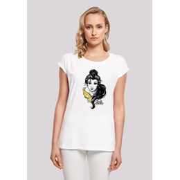 T-Shirt F4NT4STIC "Belle Sketch", Damen, Gr. S, wei&szlig;, Obermaterial: 100% Baumwolle, regular fit, Rundhals, ohne B&uuml;ndchen, Shirts T-Shirt, Damen,Premium Merch,Regular-Fit,Kurze &Auml;rmel,Bedruckt