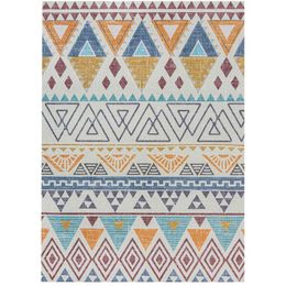 Teppich FLAIR RUGS "Lyle Aztec", blau, B:120cm H:8mm L:170cm, Kunstfaser, Teppiche, Teppich, Lawson Kilim Washbarer Teppich