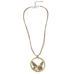 Kette mit Anh&auml;nger "St. Tropez", Damen, Gr. onesize, Holz, braun, Collezione Alessandro, Basic, Halsketten, runder Holzanh&auml;nger