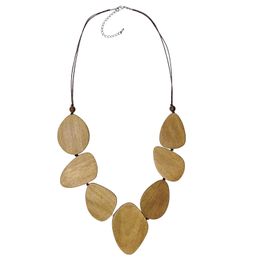 Lange Kette "Larni", Damen, Gr. onesize, Holz, gelb, Collezione Alessandro, Basic, Halsketten, mit gro&szlig;en Holzscheiben in verschiedenen Formen