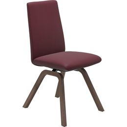 Polsterstuhl stressless "Laurel", rot (bordeaux batick, walnuss), B:49cm H:92cm T:59cm, Leder BATICK: BATICK ist ein leicht korrigiertes, durchgefärbtes und genarbtes Möbelleder, bei dem die meisten Unebenheiten und Spuren in der Regel entfernt wurden., Stühle, Polsterstuhl, Low Back, Größe M, mit schräggestellten Beinen in Walnuss