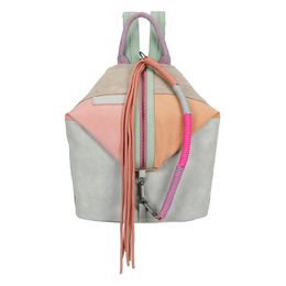 Cityrucksack Fritzi aus Preussen "Marit Boo", Gr. B/H/T: 26cm, grau (grau, rosa), Lederimitat, Rucksäcke, mit abnehmbarer Kordelschnur