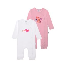 Jumpsuit Liliput "große Liebe", Baby, Gr. 74/80, rosa (weiß, rosa), 100% Baumwolle, Rundhals, Overalls, mit praktischer Druckknopfleiste