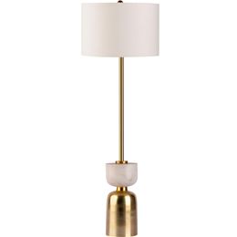 Kayoom Stehlampe "Stehlampe Cirus 225", weiß (weiß, gold), 1, H: 127cm, 1 Stk., Leuchten, Sockel in Material-Mix aus Marmor und Eisen, mit Stoffschirm, Stehlampe