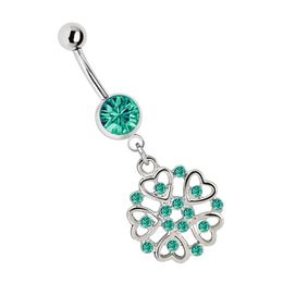 Adelia&acute;s Bauchnabelpiercing ADELIA&acute;S "Piercing Piercing Bauchnabelpiercing", Damen, Gr. onesize, blau (t&uuml;rkis), Chirurgiestahl, Piercings, 316l Stahl Banane - Steinkugel und Herz Blume t&uuml;rkis