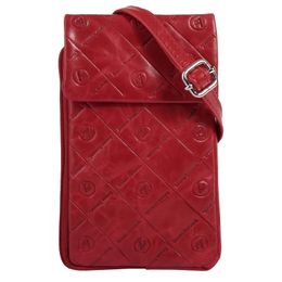 Umhängetasche Bruno Banani, Damen, Gr. B/H/T: 13cm x 20cm x 3cm onesize, rot, Leder, leicht glänzend, unifarben, Taschen, echt Leder