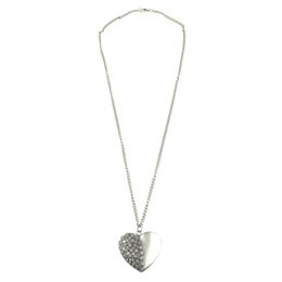 Lange Kette "Heart", Damen, Gr. onesize, Metall, silber (altsilbern), Collezione Alessandro, Basic, Halsketten, mit kleinen Blümchen