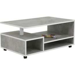Couchtisch Hela, grau (betonoptik), B:106cm H:42cm, Tische, auf Rollen, industrial Design