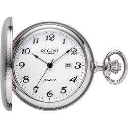 Regent Uhren Taschenuhr REGENT "P739-19537749", silber (edelstahlfarben), Taschenuhren, Damen, Quarzuhr, Herrenuhr, Datum, Acrylglas, Geschenkidee
