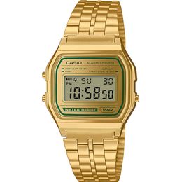 Chronograph CASIO VINTAGE, goldfarben, grün, Armbanduhren, Damen, Quarzuhr, Armbanduhr, Damenuhr, Herrenuhr, Edelstahlarmband, digital