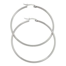 Paar Creolen Jobo "Ohrringe rund", silber (edelstahlfarben), Ohrringe, Damen, 54,2mm, Edelstahl, Edelstahl