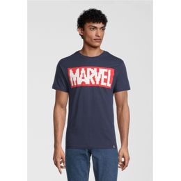 T-Shirt Recovered "Marvel Pixel Logo Navy", Herren, Gr. XL, blau, 100% Baumwolle, bedruckt, normal, Rundhals, Shirts, mit coolem Marvel-Print