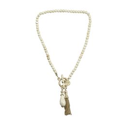 Kette mit Anh&auml;nger "Toscana", Damen, Gr. onesize, Glas, beige (creme), Collezione Alessandro, Basic, Halsketten, aus echten Glasperlen