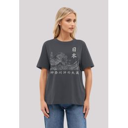 T-Shirt F4NT4STIC "Kanagawa Welle Golden Gai", Damen, Gr. S, schwarz, Obermaterial: 100% Baumwolle, oversize, Rundhals, ohne B&uuml;ndchen, Shirts T-Shirt, Premium Qualit&auml;t