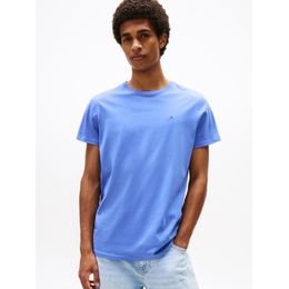T-Shirt Tommy Jeans "TJM ESSENTIAL SOLID TEE", Herren, Gr. M, soft sapphire, Jersey, Obermaterial: 100% Baumwolle, Basic, slim fit normal, Rundhals, eingesetzt abgesteppte Kante, Shirts, mit Rundhalsausschnitt und dezenter Logo-Flag
