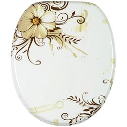 WC-Sitz Sanilo "Flower", braun (braun, beige), B:37,7cm L:47cm, MDF - Mitteldichte Holzfaserplatte, WC-Sitze, mit Absenkautomatik