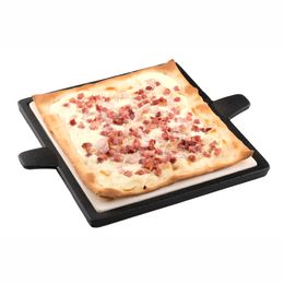 Pizzastein Tepro, schwarz, B:32,5cm T:26,5cm, Cordierit, Backbleche, zum Einlegen in das Rost-in-Rost-System