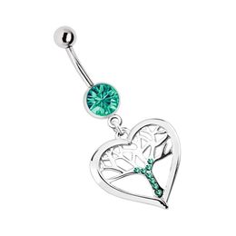 Adelia&acute;s Bauchnabelpiercing ADELIA&acute;S "Piercing Piercing Bauchnabelpiercing", Damen, Gr. onesize, blau (t&uuml;rkis), Chirurgiestahl, Piercings, 316l Stahl Banane - t&uuml;rkis mit Stein und Herz mit Lebensbaum