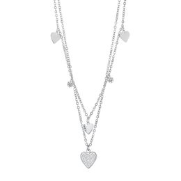 Kette mit Anhänger "Hearts", Damen, Gr. onesize, Silber 925 (Sterlingsilber), silber (silbern), Collezione Alessandro, Basic, Halsketten, aus 925 Sterling Silber