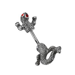 Adelia&acute;s Bauchnabelpiercing ADELIA&acute;S "Piercing Piercing Bauchnabelpiercing", Damen, Gr. onesize, silber, Chirurgiestahl, Piercings, 316l Stahl Bauchnabel Piercing Banane Echse mit roten Augen