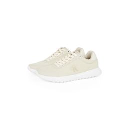 Sneaker Calvin Klein Jeans "3 EVA RUNNER MESH WN", Damen, Gr. 37, beige (beige kombiniert), Lederimitat, Polyester, Schuhe Sneaker, Freizeitschuh, Halbschuh, Schn&uuml;rschuh mit Logoschriftzug