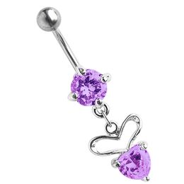 Adelia&acute;s Bauchnabelpiercing ADELIA&acute;S "Piercing Bauchnabelpiercing", lila, Piercings, Damen, onesize, Titan, Banane mit rundem, gefasstem Zirkonia
