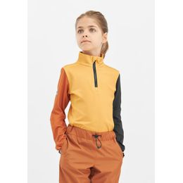Langarmshirt WeeDo "FOXDO", Mädchen, Gr. 92, braun (golden braun, braun, schwarz), Obermaterial: 95% Polyester, 5% Elasthan, regular fit, Shirts, Feuchtigkeitsregulierendes Funktionsshirt für Kinder