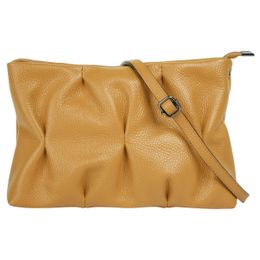 Umhängetasche CLUTY, Damen, Gr. B/H/T: 24cm x 20cm x 5cm onesize, gelb, Leder, leicht glänzend, unifarben, Taschen, echt Leder, Made in Italy