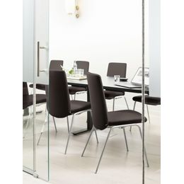 Polsterstuhl stressless "Laurel", braun (braun batick, chrom gl&auml;nzend), B:57cm H:92cm T:59cm, Leder BATICK: BATICK ist ein leicht korrigiertes, durchgef&auml;rbtes und genarbtes M&ouml;belleder, bei dem die meisten Unebenheiten und Spuren in der Regel entfernt wurden., St&uuml;hle, Polsterstuhl Esszimmerstuhl 4-Fu&szlig;-Stuhl, Low Back, Gr&ouml;&szlig;e M, mit Beinen aus Stahl in Chrom gl&auml;nzend