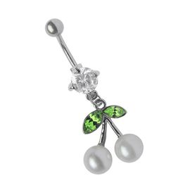Adelia´s Bauchnabelpiercing ADELIA´S "Piercing Piercing Bauchnabelpiercing", Damen, Gr. onesize, bunt, Titan, Piercings, Titan Banane - Blatt mit Kirschen grün klar