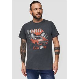 T-Shirt Recovered "Ford Vintage Cortina", Herren, Gr. S, schwarz, 100% Baumwolle, bedruckt, normal, Rundhals, Shirts, mit Frontprint im Vintage-Design