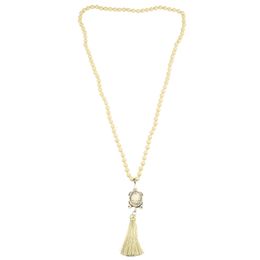 Lange Kette "Schildkr&ouml;te", Damen, Gr. onesize, Glas, beige, Collezione Alessandro, Basic, Halsketten, mit echten Glasperlen