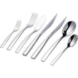 Besteck-Set Hanseatic "EXCLUSIVE", silber (silberfarben), 42 Stk., Edelstahl 18/10, Essbesteck-Sets, stehendes Design von Ess- und Steakmessern