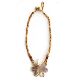 Kette mit Anh&auml;nger "Kaja", Damen, Gr. onesize, Zamak, beige (natur), Collezione Alessandro, Basic, Halsketten, mit echtem Muschel Anh&auml;nger in Bl&uuml;tenform