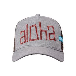 Trucker Cap COASTAL "Coastal Trucker Cap HFT Aloha Jersey", Damen, Gr. onesize, grau, 60% Polyester, 40% Baumwolle, bedruckt, Caps