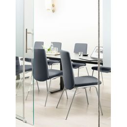 Polsterstuhl stressless "Laurel", blau (atlantic blau batick, chrom gl&auml;nzend), B:57cm H:92cm T:59cm, Leder BATICK: BATICK ist ein leicht korrigiertes, durchgef&auml;rbtes und genarbtes M&ouml;belleder, bei dem die meisten Unebenheiten und Spuren in der Regel entfernt wurden., St&uuml;hle, Polsterstuhl Esszimmerstuhl 4-Fu&szlig;-Stuhl, Low Back, Gr&ouml;&szlig;e M, mit Beinen aus Stahl in Chrom gl&auml;nzend